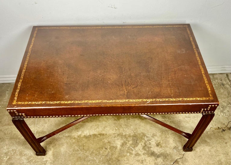 Leather Top English Tea Table For Sale at 1stDibs