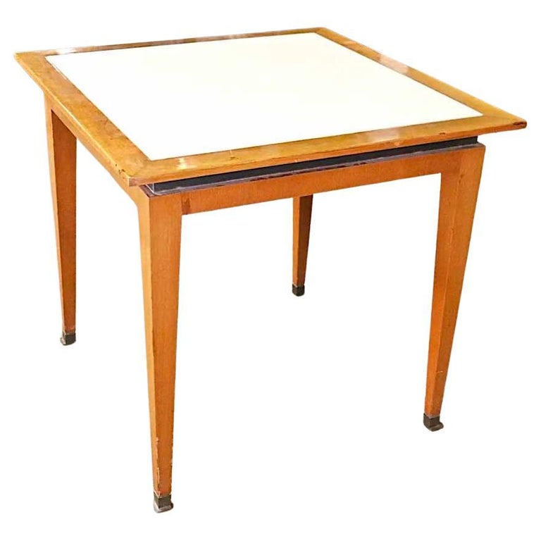 Leather Top Game Table For Sale at 1stDibs