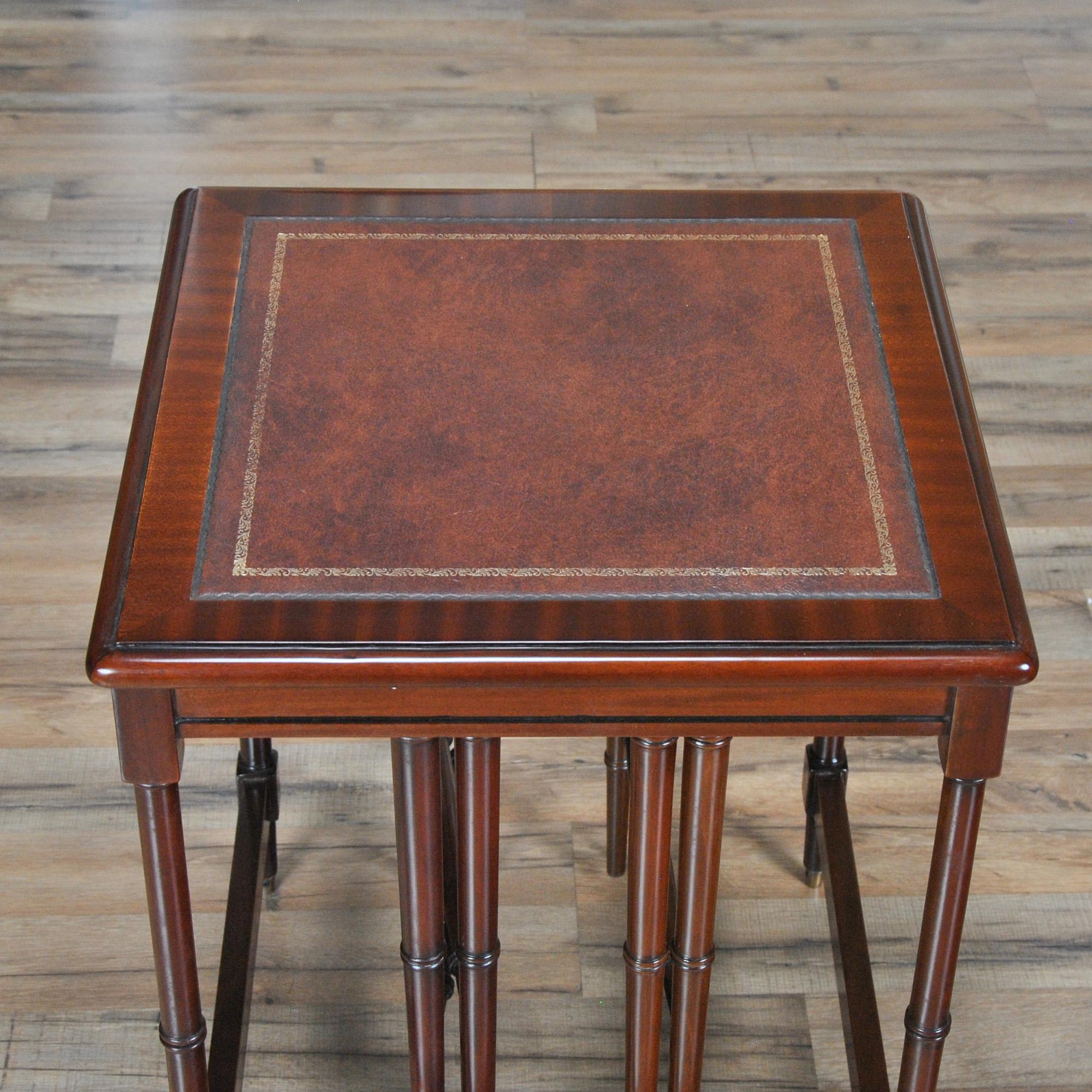 Leather Top Nesting Table For Sale at 1stDibs
