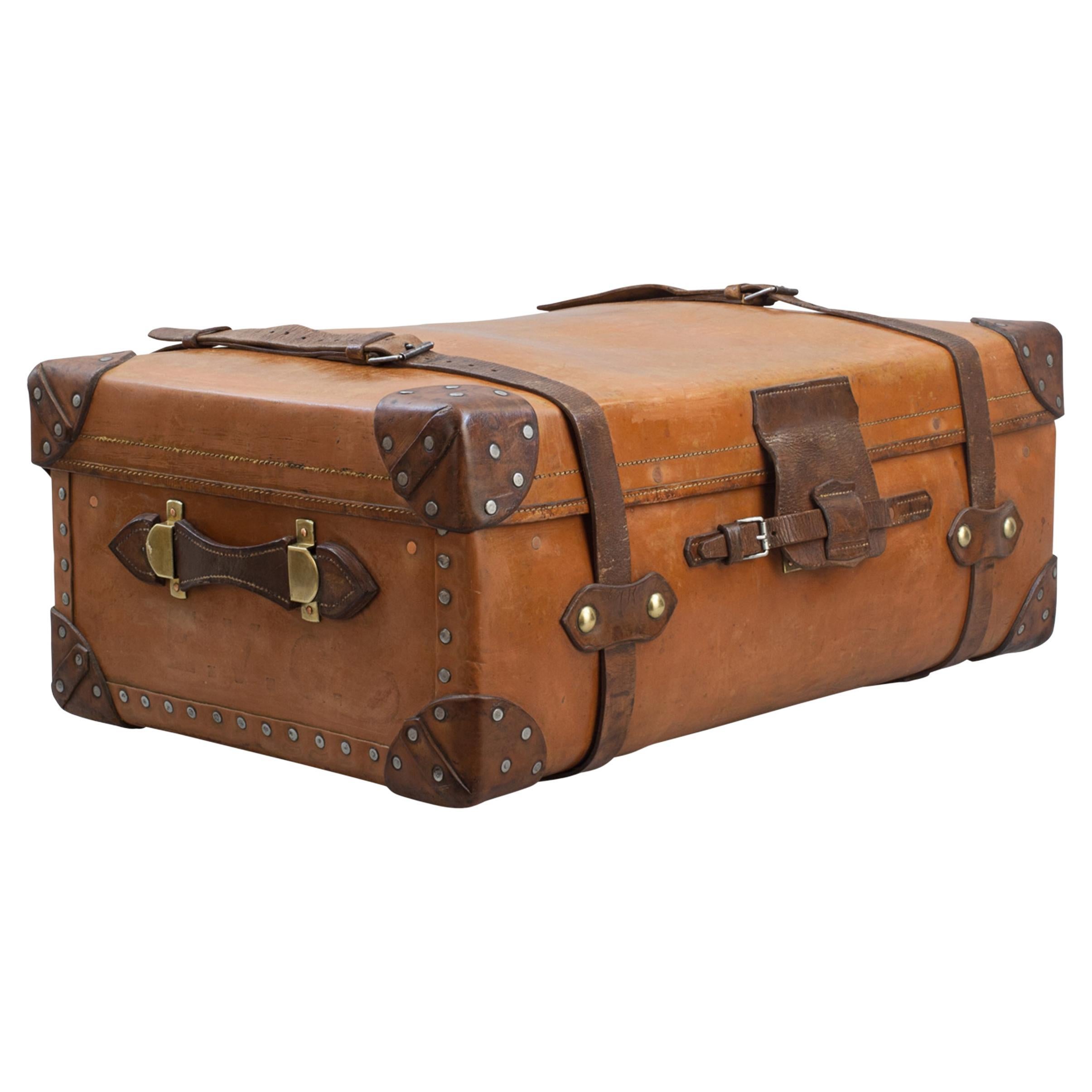 Vintage Leather Trunk at 1stDibs | old leather trunk, leather trunk ...