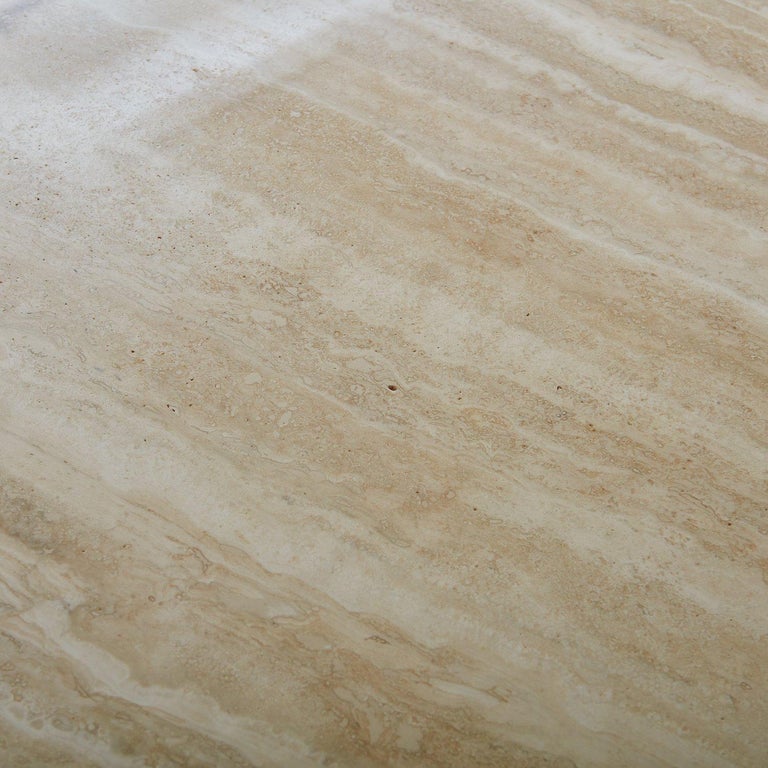Leather + Travertine Coffee Table in the Style of De Sede, France 20th ...