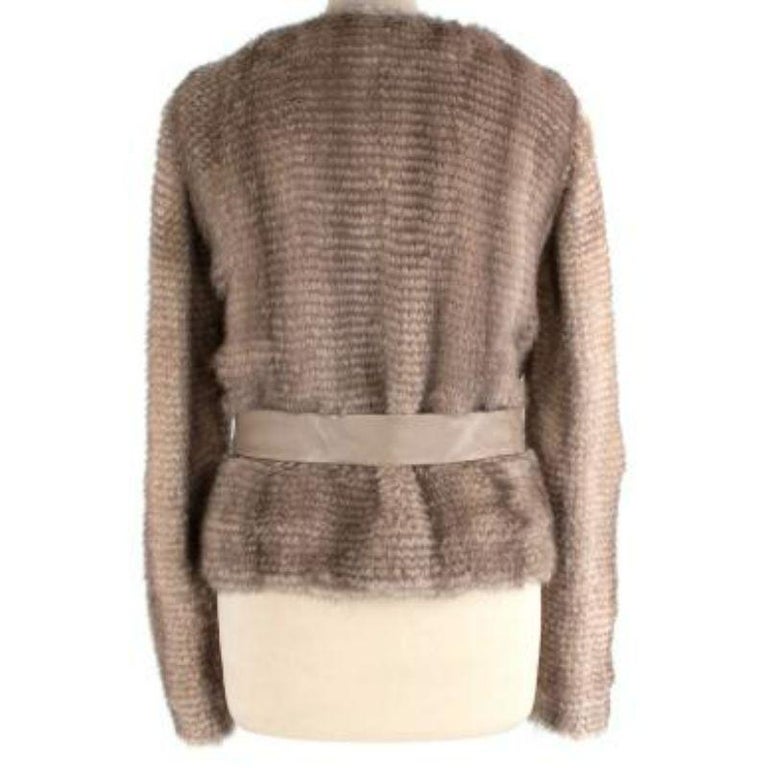 Leather Trimmed Mink Fur Belted Jacket For Sale at 1stDibs