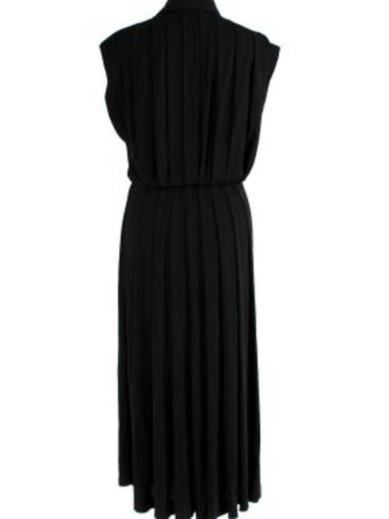 Leather Trimmed Pleated Maxi Dress For Sale at 1stDibs
