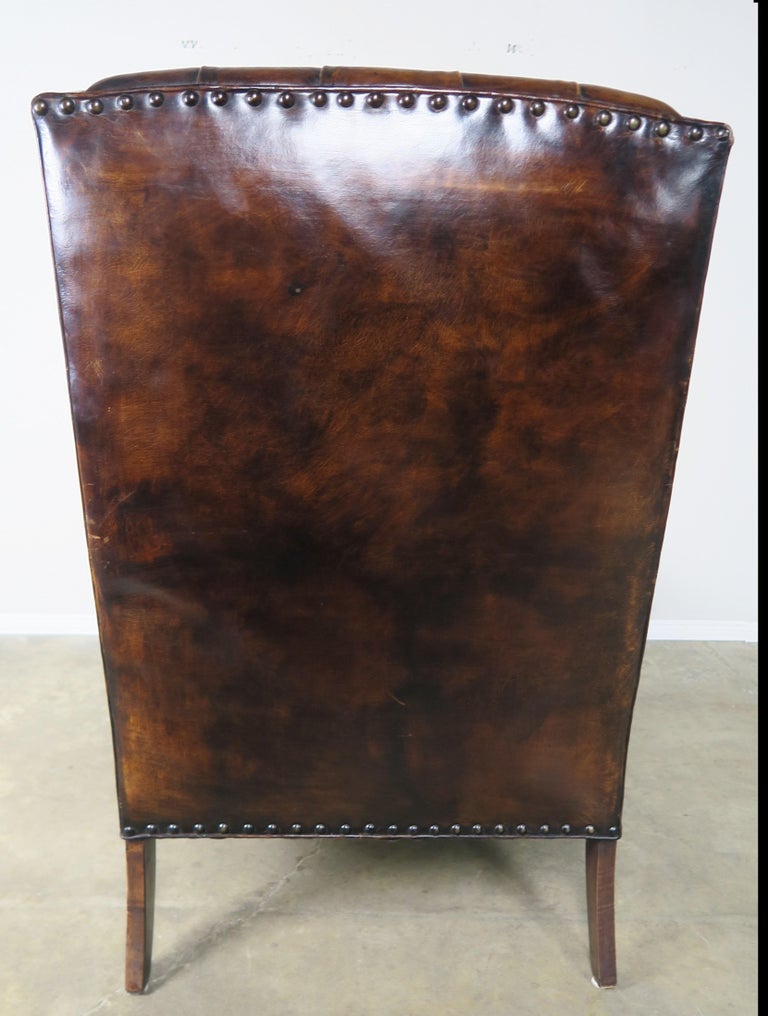 Leather Tufted Wingback Chaise with Nailhead Trim Detail at 1stDibs ...