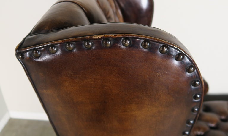 Leather Tufted Wingback Chaise with Nailhead Trim Detail at 1stDibs ...