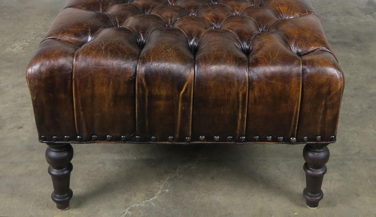 Leather Tufted Wingback Chaise with Nailhead Trim Detail at 1stDibs ...