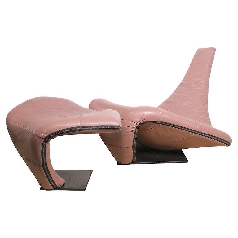 Leather Turner Cobra Chair with Ottoman by Jack Crebold for Harvink, c ...