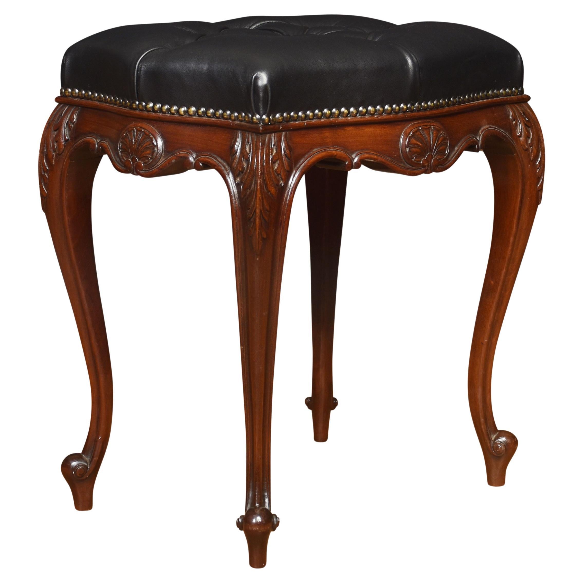 Pair of Italian stools with hooves upholstered in leather at 1stDibs
