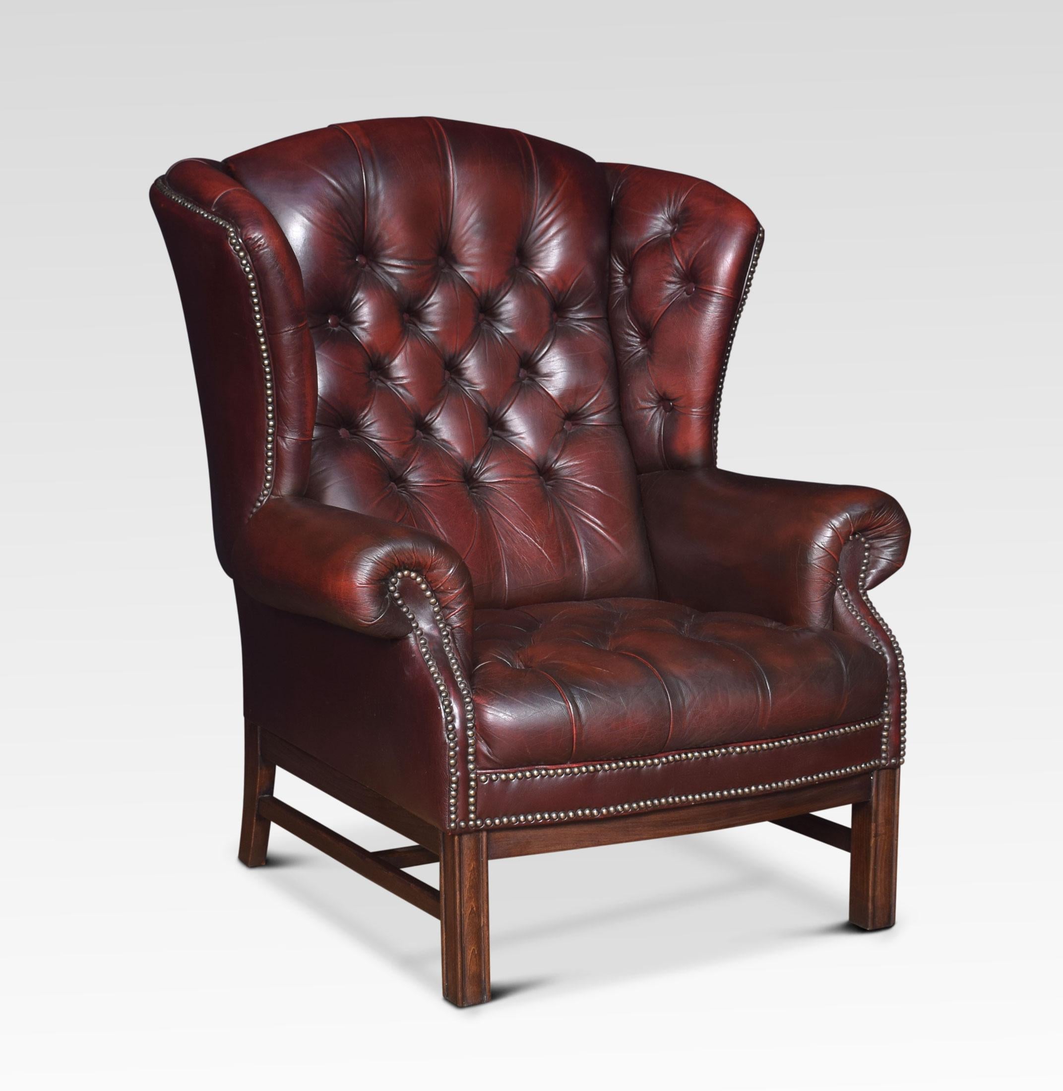 Leather Upholstered Wingback Armchair at 1stDibs