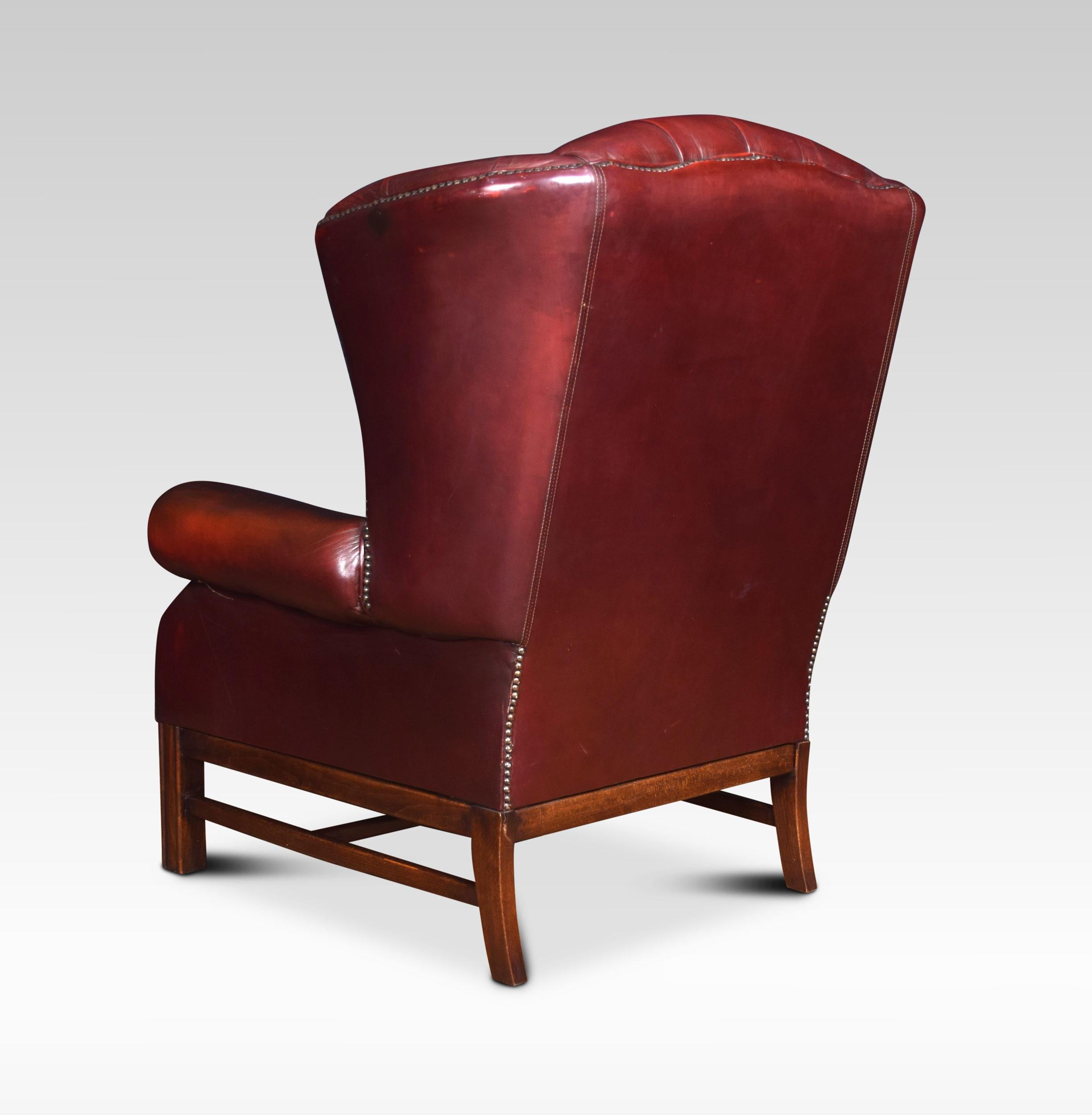 Leather Upholstered Wingback Armchair at 1stDibs