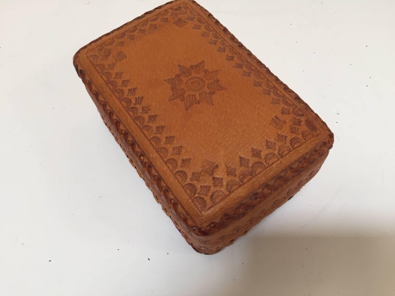 Leather Vintage Brown Box Hand Tooled in Morocco with Tribal African ...