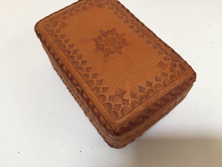 Leather Vintage Brown Box Hand Tooled in Morocco with Tribal African ...