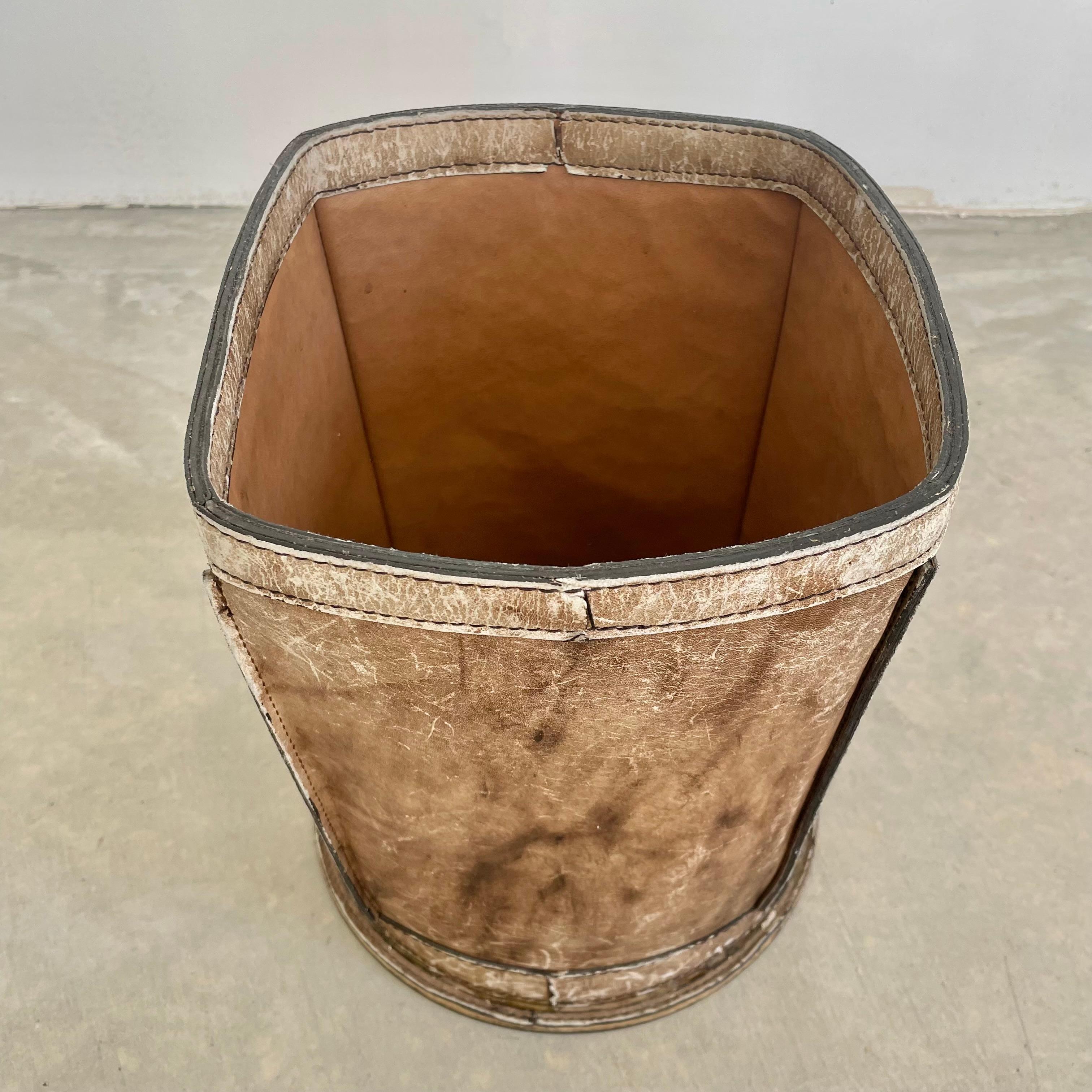 Leather Waste Basket, 1960s France For Sale at 1stDibs