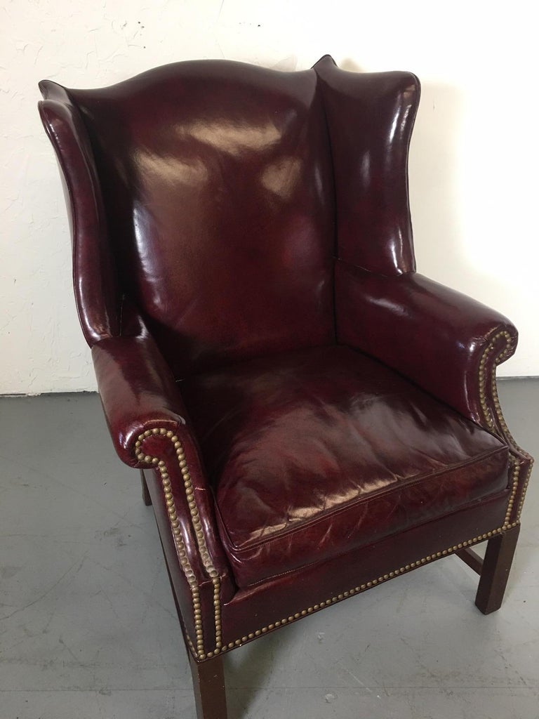 Leather Wingback Chair by Hickory at 1stDibs
