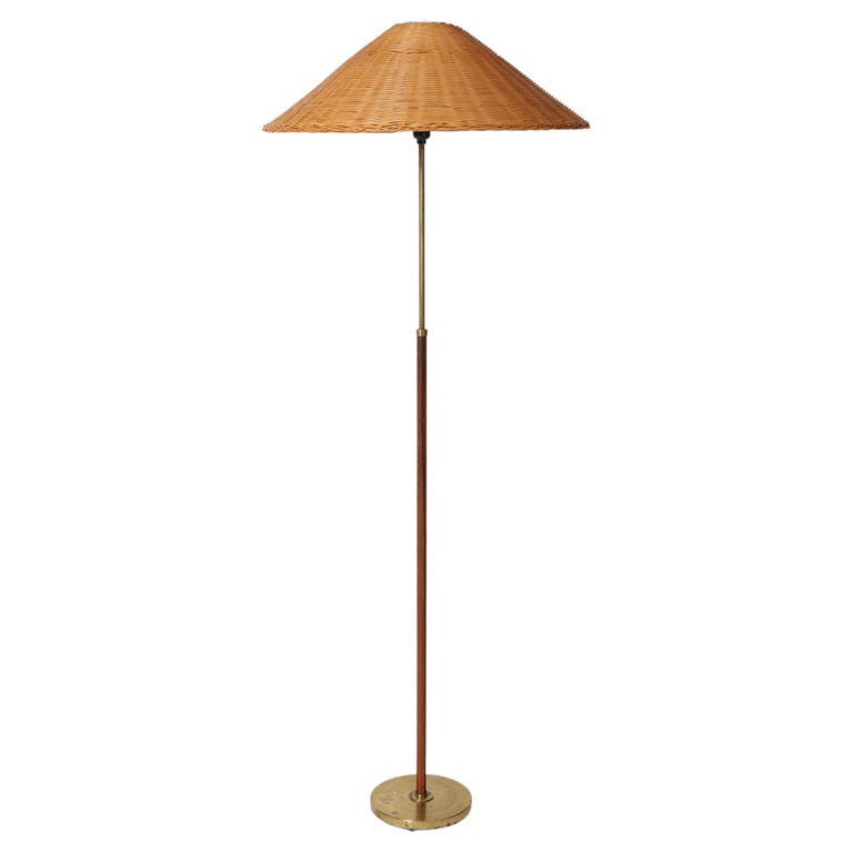 Leather Wrapped Brass Floor Lamp at 1stDibs