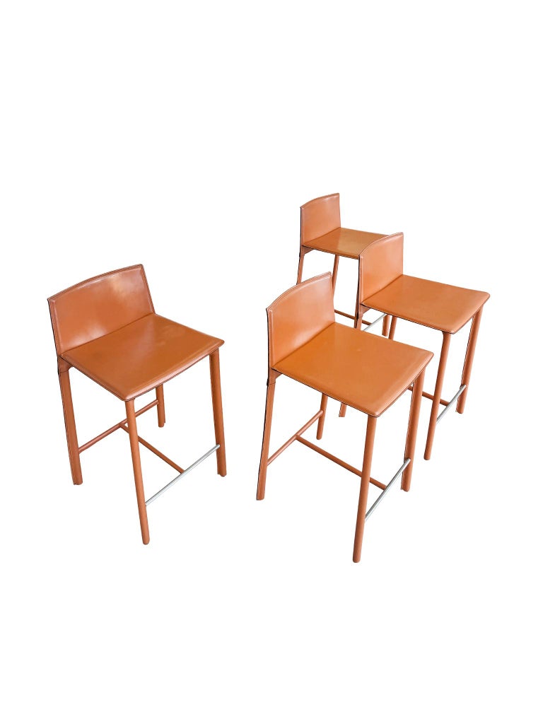 Leatherette Counter Stools in the Style of Mario Bellini, a Set of 4 at ...