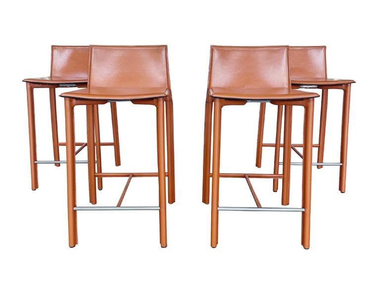 Leatherette Counter Stools in the Style of Mario Bellini, a Set of 4 at ...