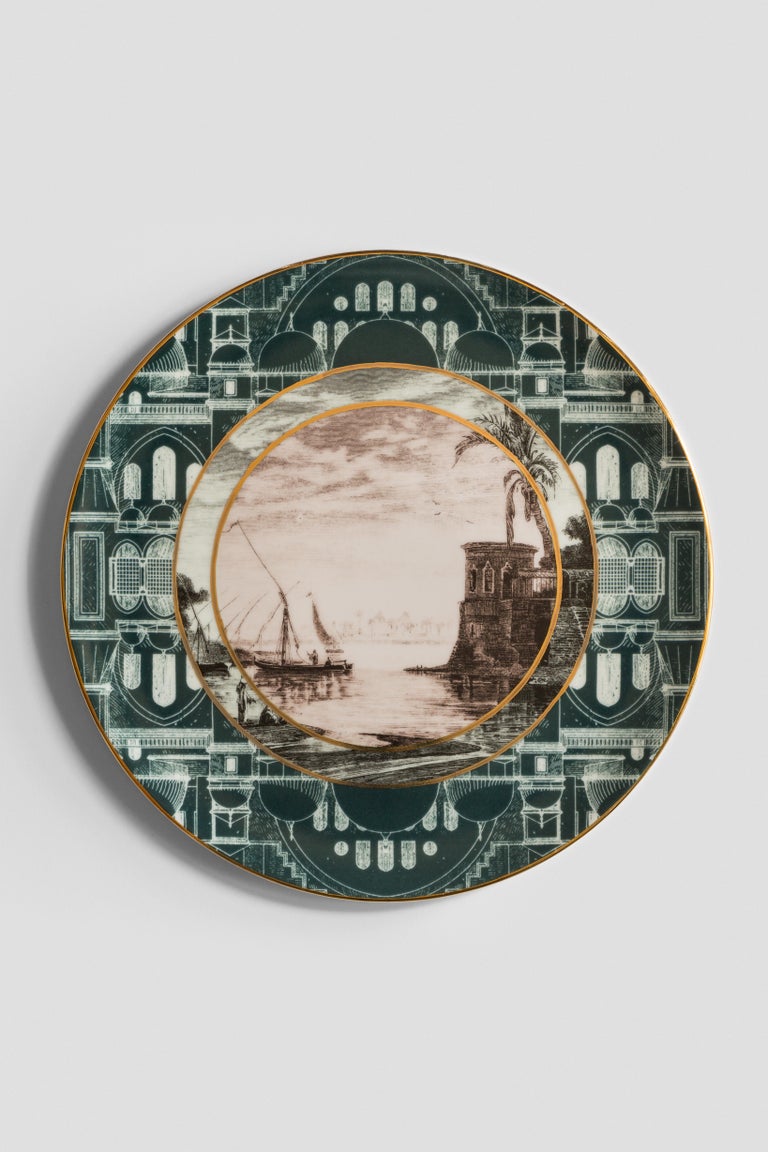 Lebanon, Six Contemporary Porcelain Dinner Plates with Decorative ...