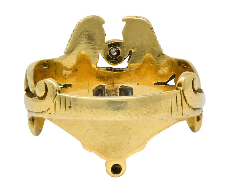 Lebolt and Co. Egyptian Revival Pearl Diamond 14 Karat Gold Sphinx Band ...