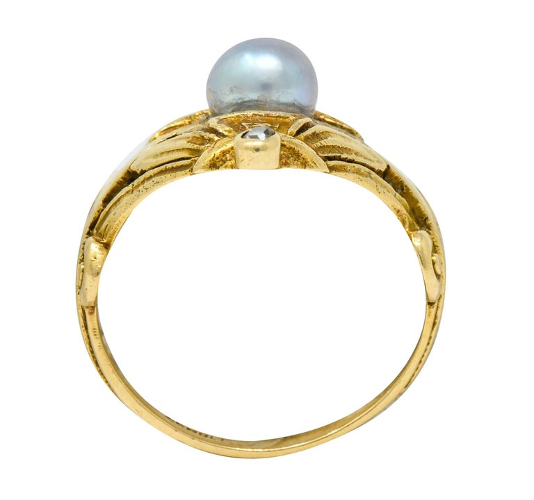 Lebolt and Co. Egyptian Revival Pearl Diamond 14 Karat Gold Sphinx Band ...