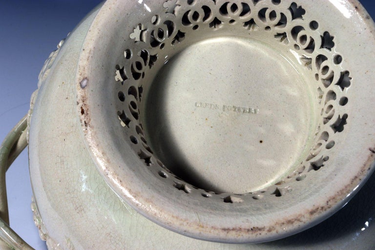 Leeds Creamware Pottery Covered Chestnut Basket and Cover at 1stDibs