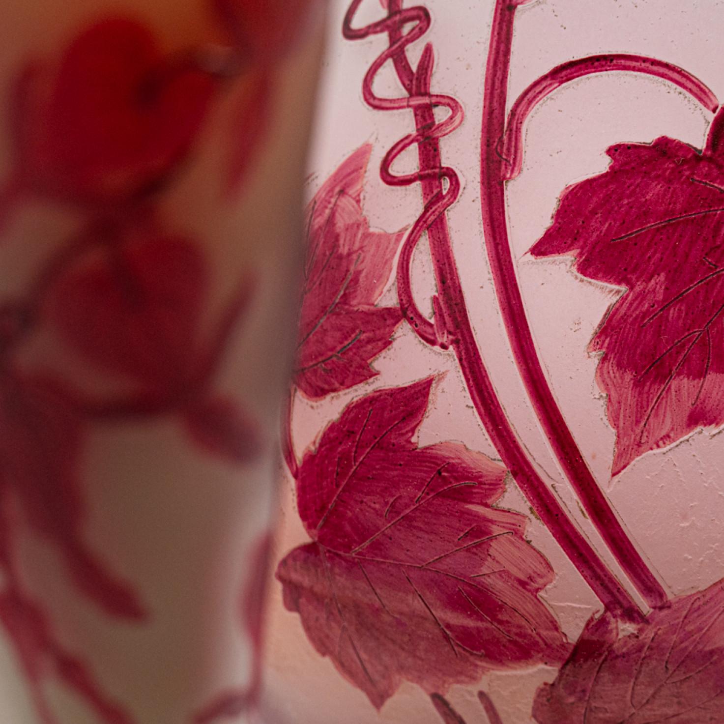 Legras and Gallé Signed, Set of Large Acid Etched Enameled Glass Vases ...