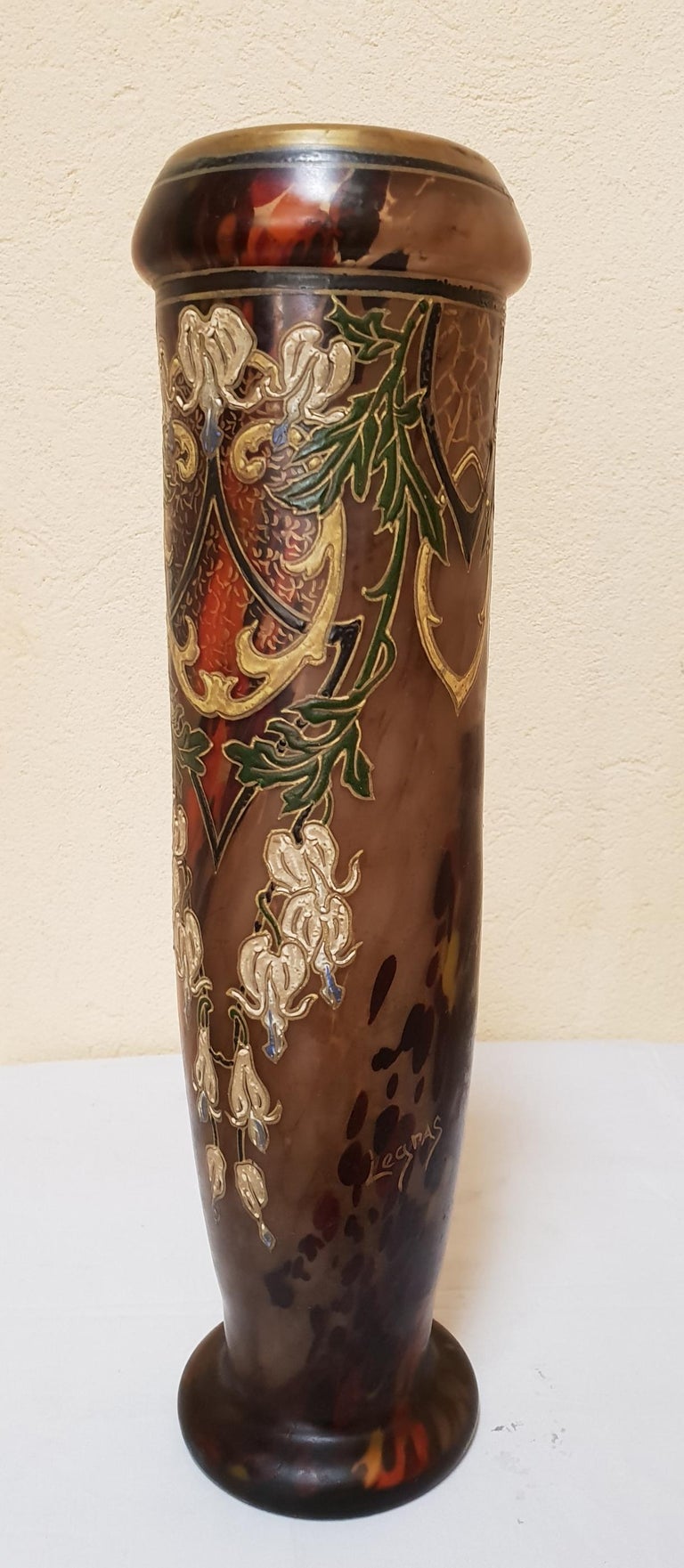 Legras France Art Nouveau Glass Coloured Arabian Tulip Form Vase Signed ...