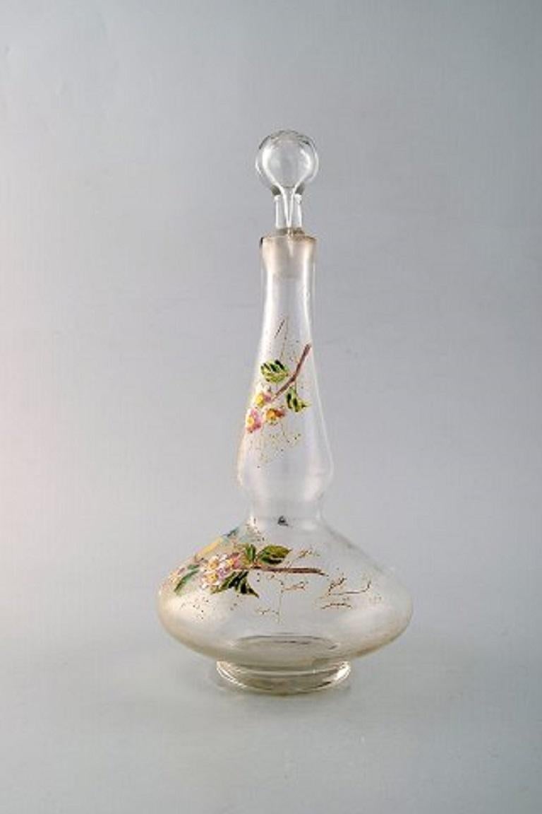 Legras, France, Carafe with Hand Painted Enamel Decoration in Art Glass ...