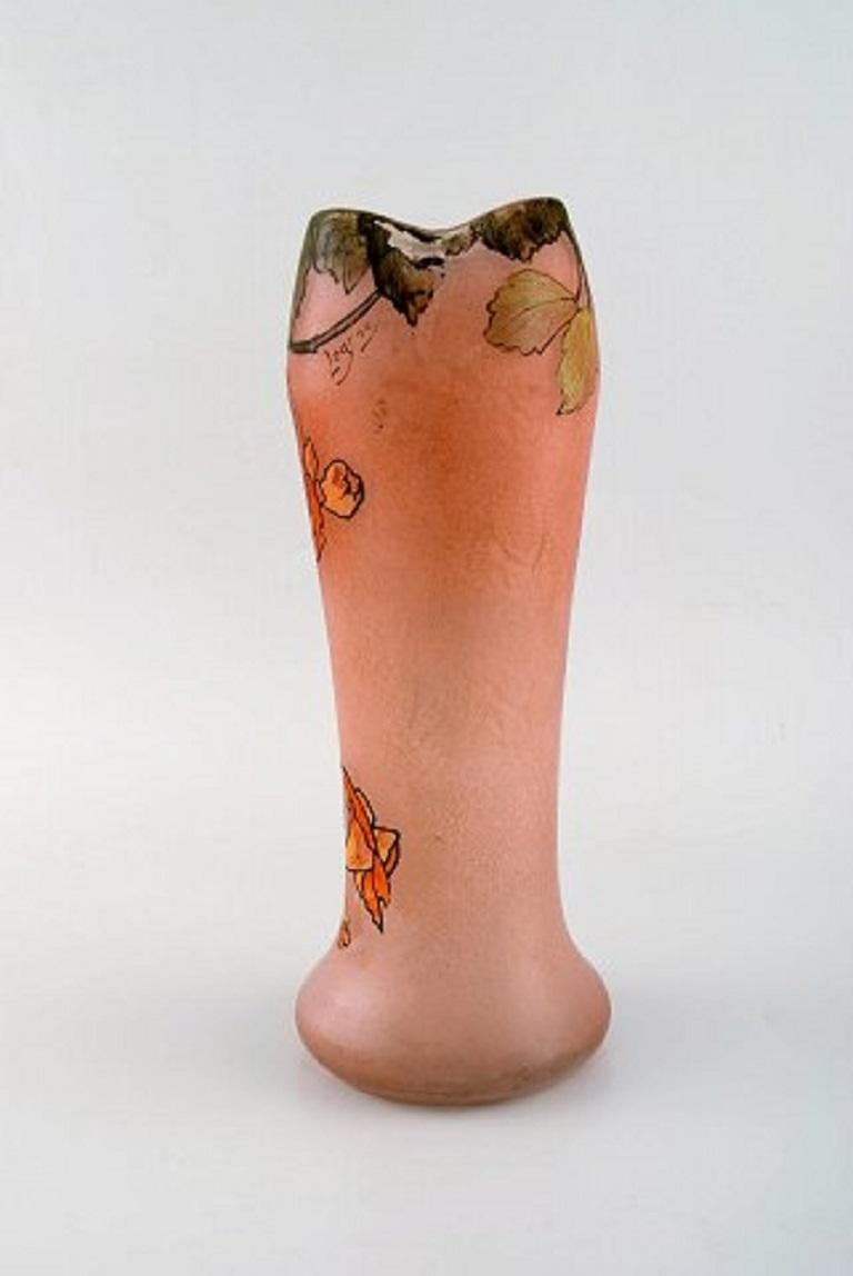 Legras, France, Two Vases in Mouth Blown Art Glass Decorated with ...