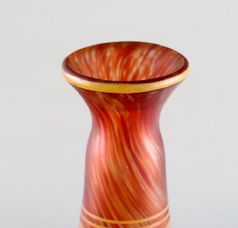 Legras, France, Two Vases in Mouth-Blown Art Glass with Gold Decoration ...