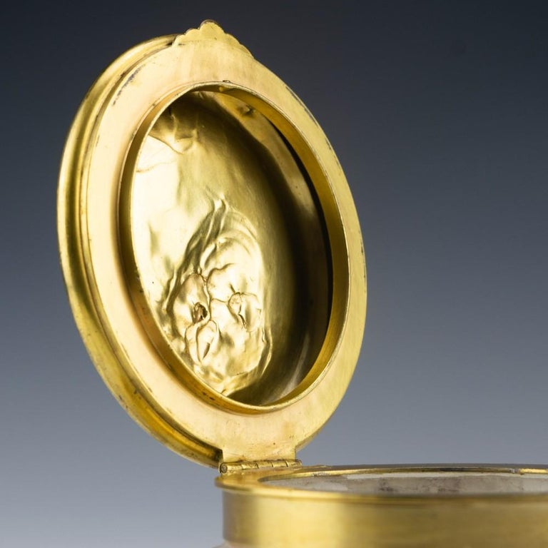 Legras Trinket Box with Orivit Gilded Pewter Cover, c1910 For Sale at ...