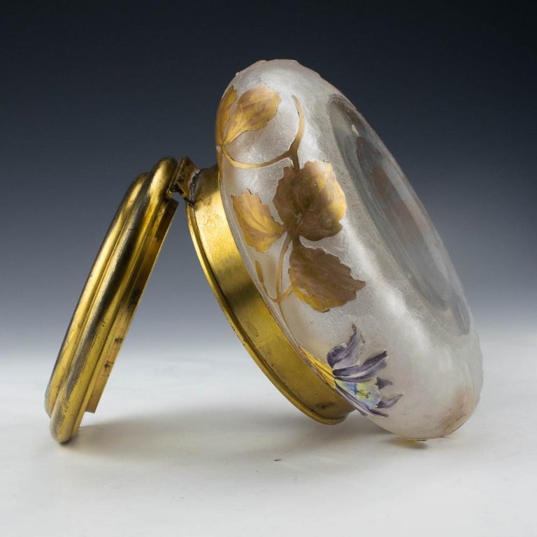 Legras Trinket Box with Orivit Gilded Pewter Cover, c1910 For Sale at ...