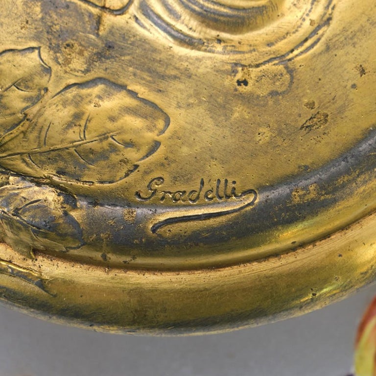 Legras Trinket Box with Orivit Gilded Pewter Cover, c1910 For Sale at ...