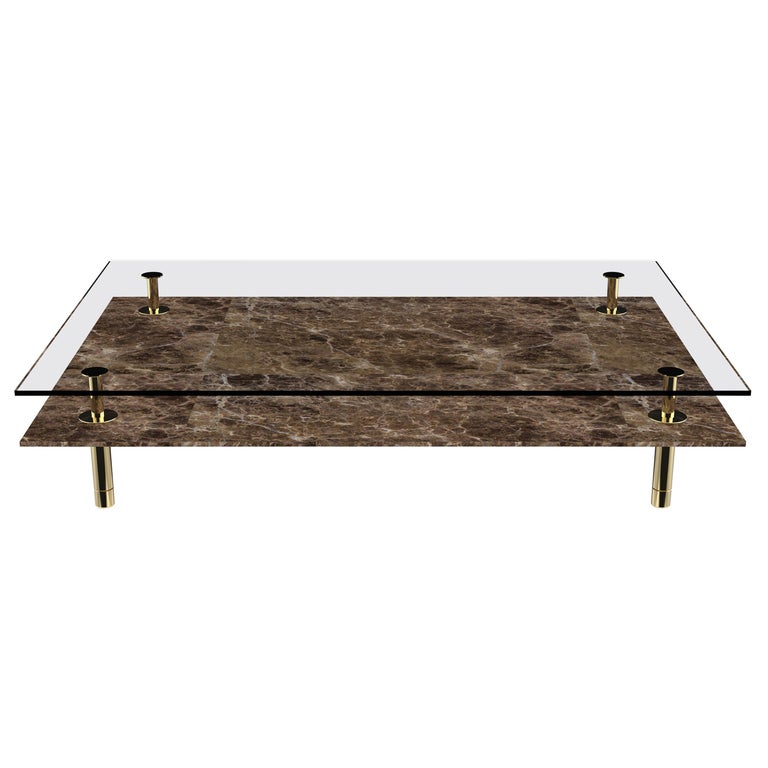 Legs Small Coffee Table with Emperador Dark Marble Top and Polished ...