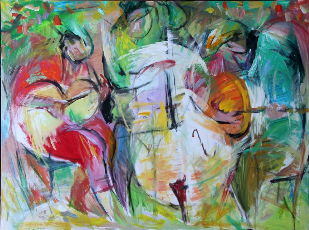 Baseem Rayyes - Dark Abstract Figurative Painting at 1stDibs