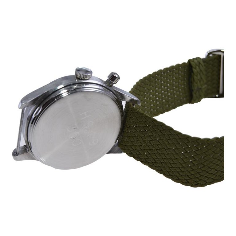 Lemania Stainless Steel Military Single Button Chronograph Manual Watch ...