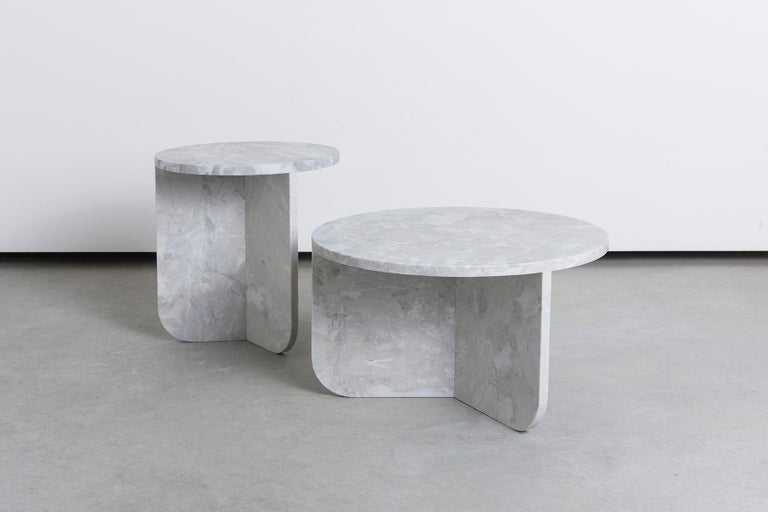 Leme Table, High, by Rain, Contemporary Side Table, Grey Alba Marble ...