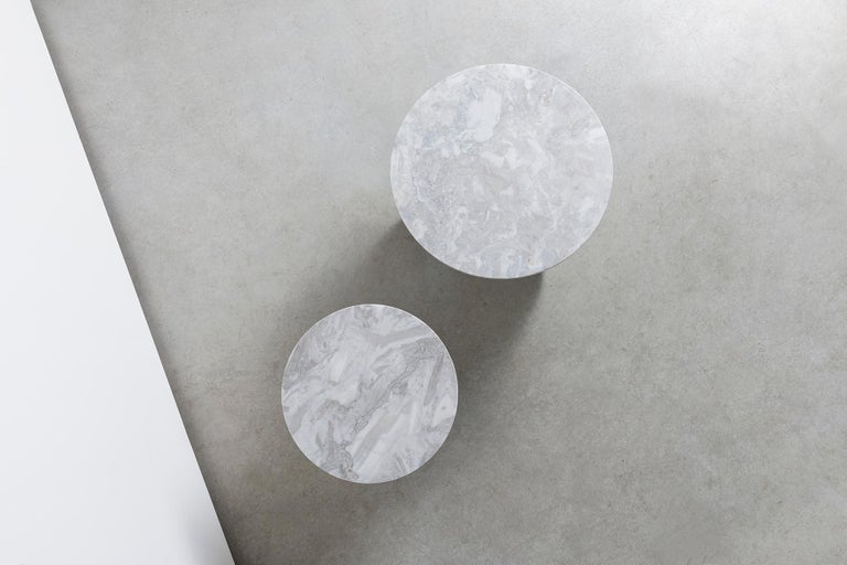 Leme Table, High, by Rain, Contemporary Side Table, Grey Alba Marble ...
