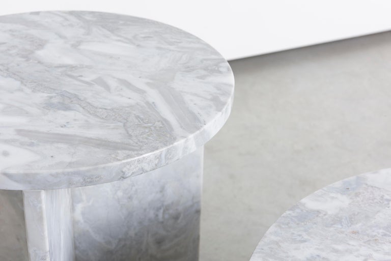 Leme Table, Low, by Rain, Contemporary Side Table, Grey Alba Marble For ...