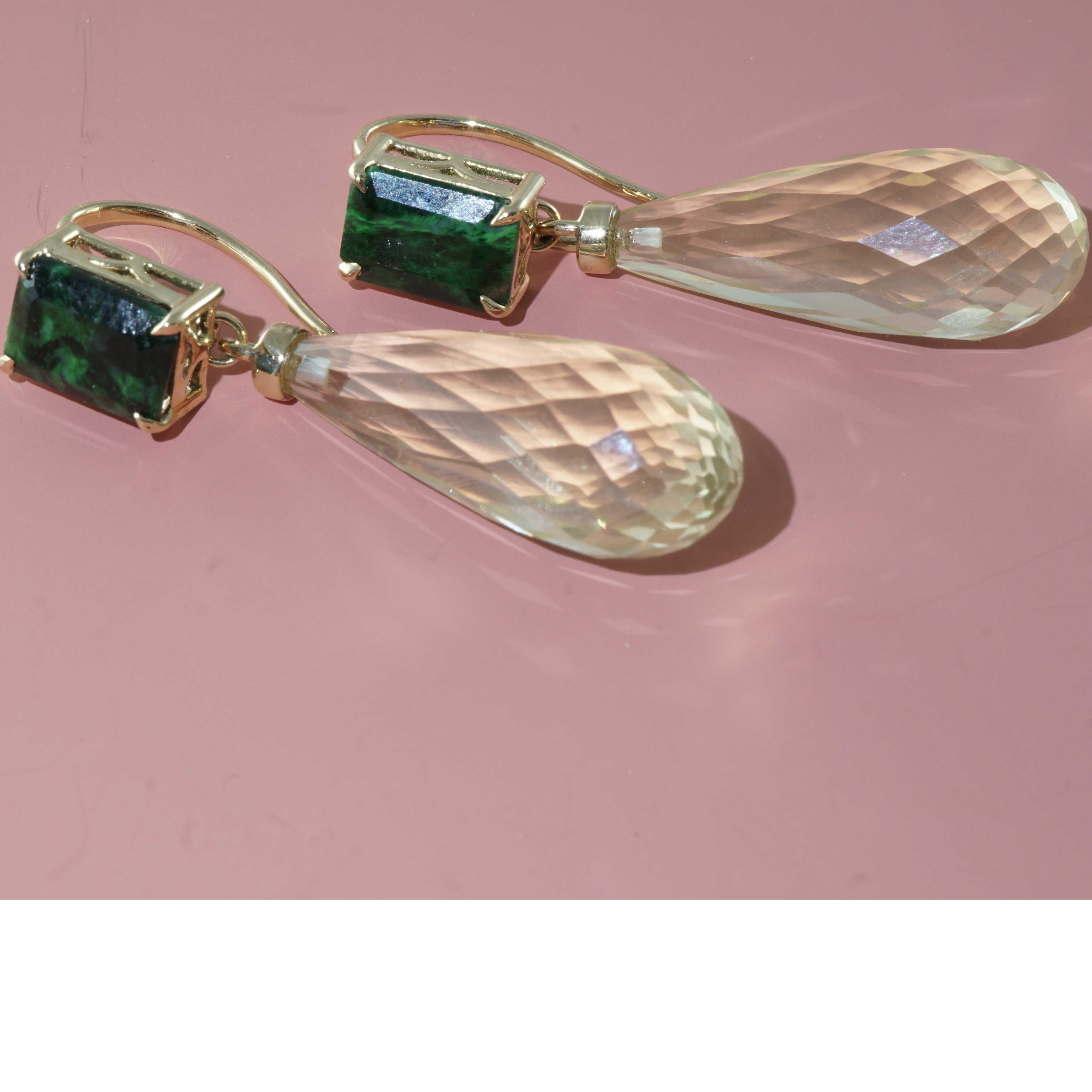 Lemon Citrine Chlormelanite Earrings Inspiration detachable Danglers ...