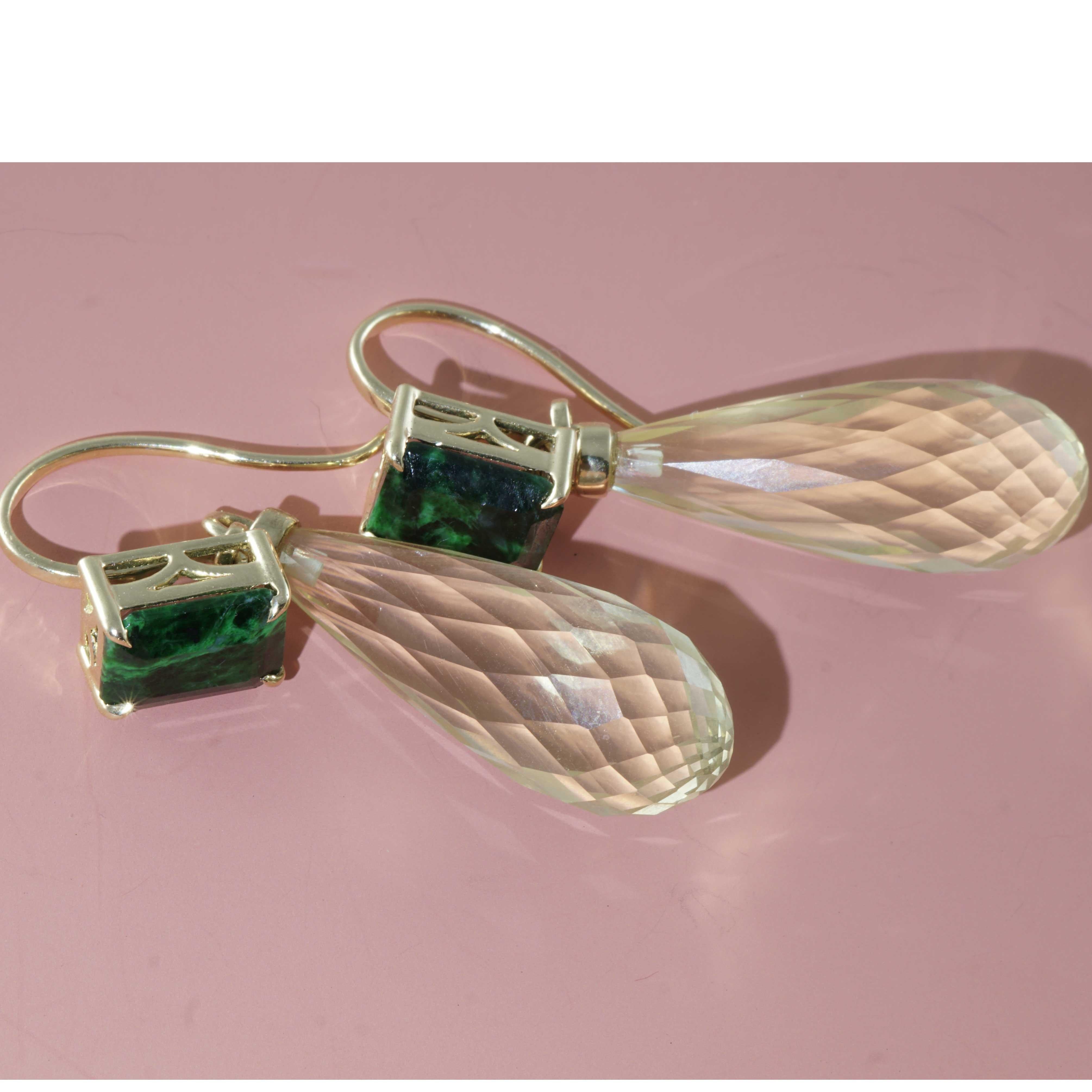 Lemon Citrine Chlormelanite Earrings Inspiration detachable Danglers ...