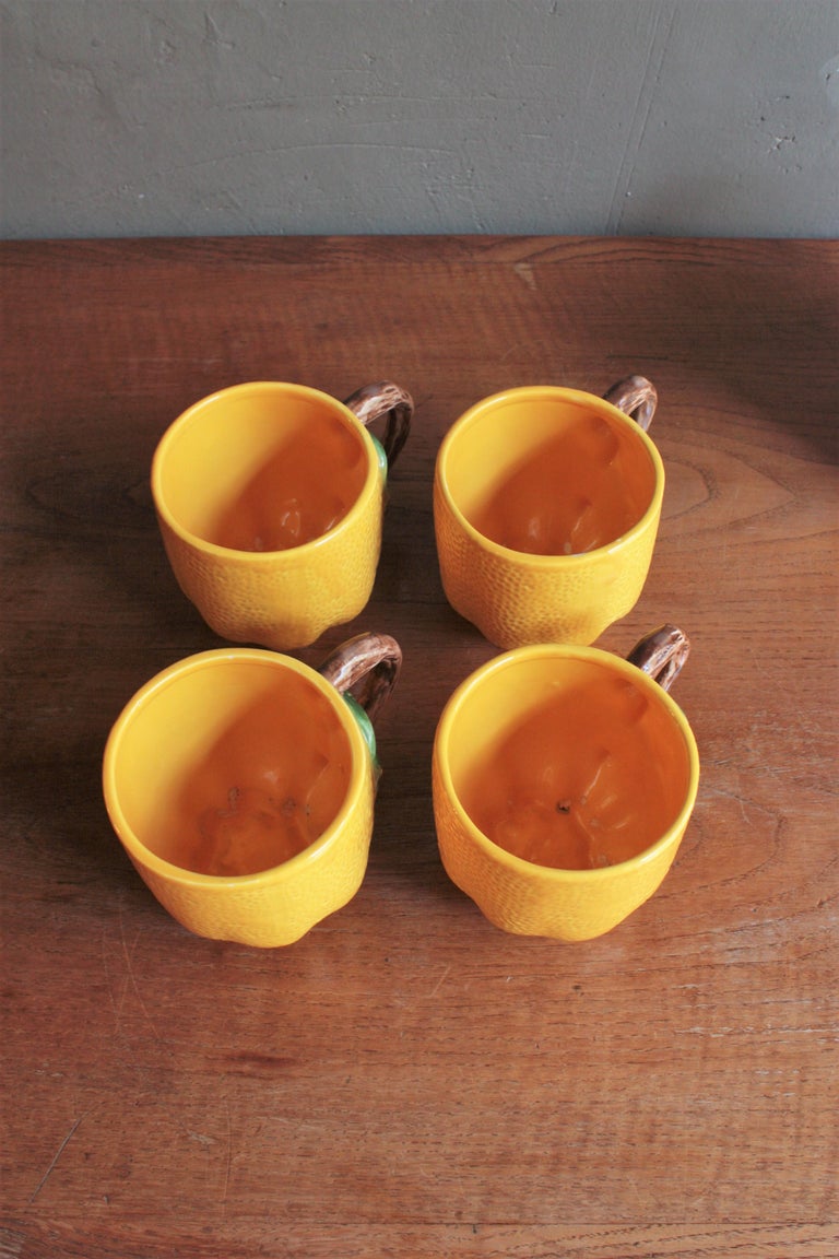 Lemon Glazed Ceramic Majolica Coffee or Tea Set for Four For Sale at ...
