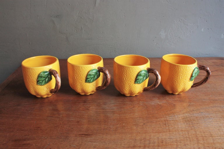 Lemon Glazed Ceramic Majolica Coffee or Tea Set for Four For Sale at ...