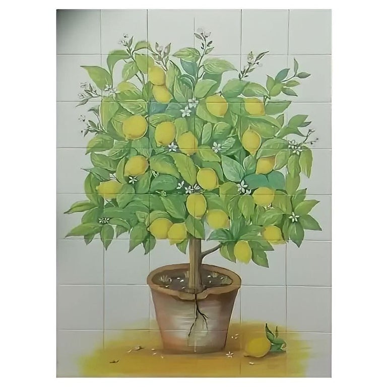 Lemon Tree Tile Mural in Pure Clay and Fine Ceramic, Portuguese Tiles ...