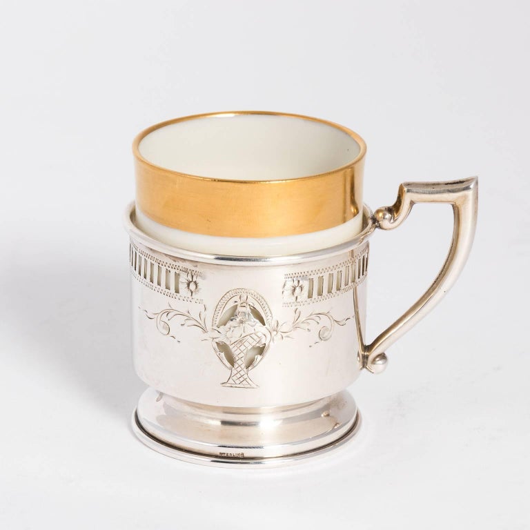 Lenox Demi-Tass Set 12 Sterling Silver Holders, Rare Design at 1stDibs