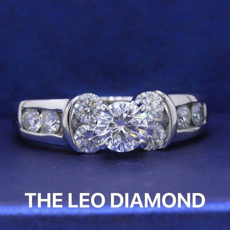 Leo Diamond Engagement Ring Rounds 1.77 Carat, 14 Karat White Gold For ...