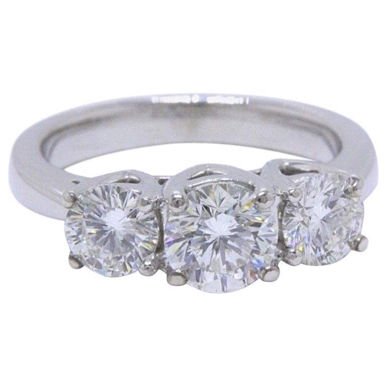 Leo Diamond Engagement Ring Three-Stone Rounds 1.51 Carat 14 Karat ...