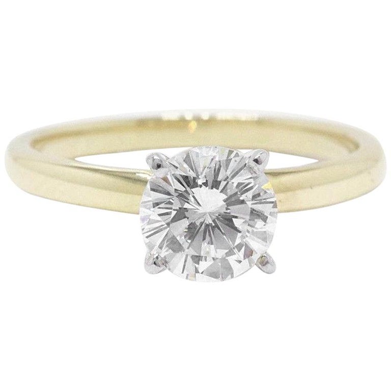 Leo Diamond Solitaire Engagement Ring Round Cut 0.99 CTS H VS2 14K ...