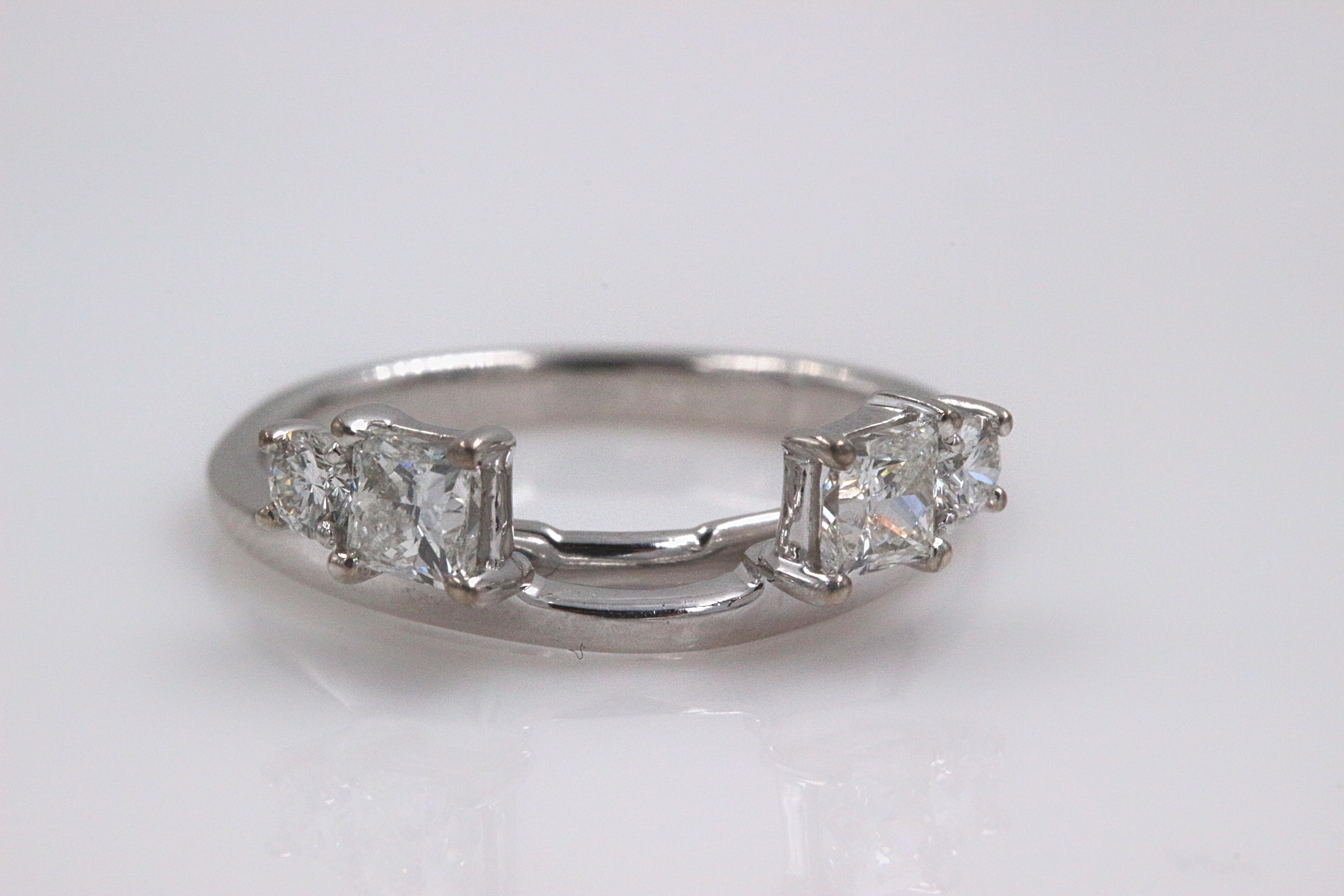 Leo Diamond Wedding Band Ring Princess 0.61 Carat Enhancer Insert 14 ...