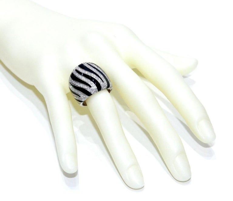 Leo Pizzo 18K White Gold, Diamond and Enamel Ring For Sale at 1stDibs